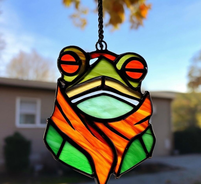 Stained Glass Frog Window Hanging: Handmade Eco-friendly Art - Etsy ...