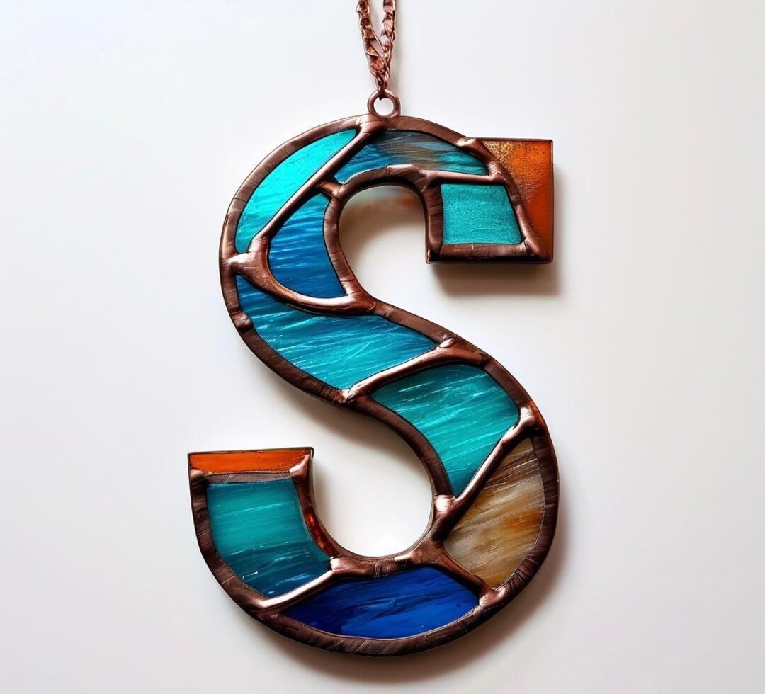 Stained Glass Letter S Suncatcher - Handmade Tiffany Monogram - Etsy