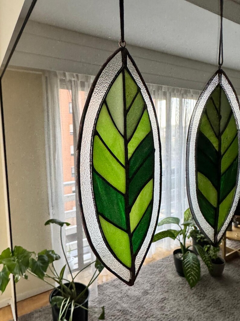 Stained Glass Fern Leaf Suncatcher: Botanical Window Decor, Handmade ...