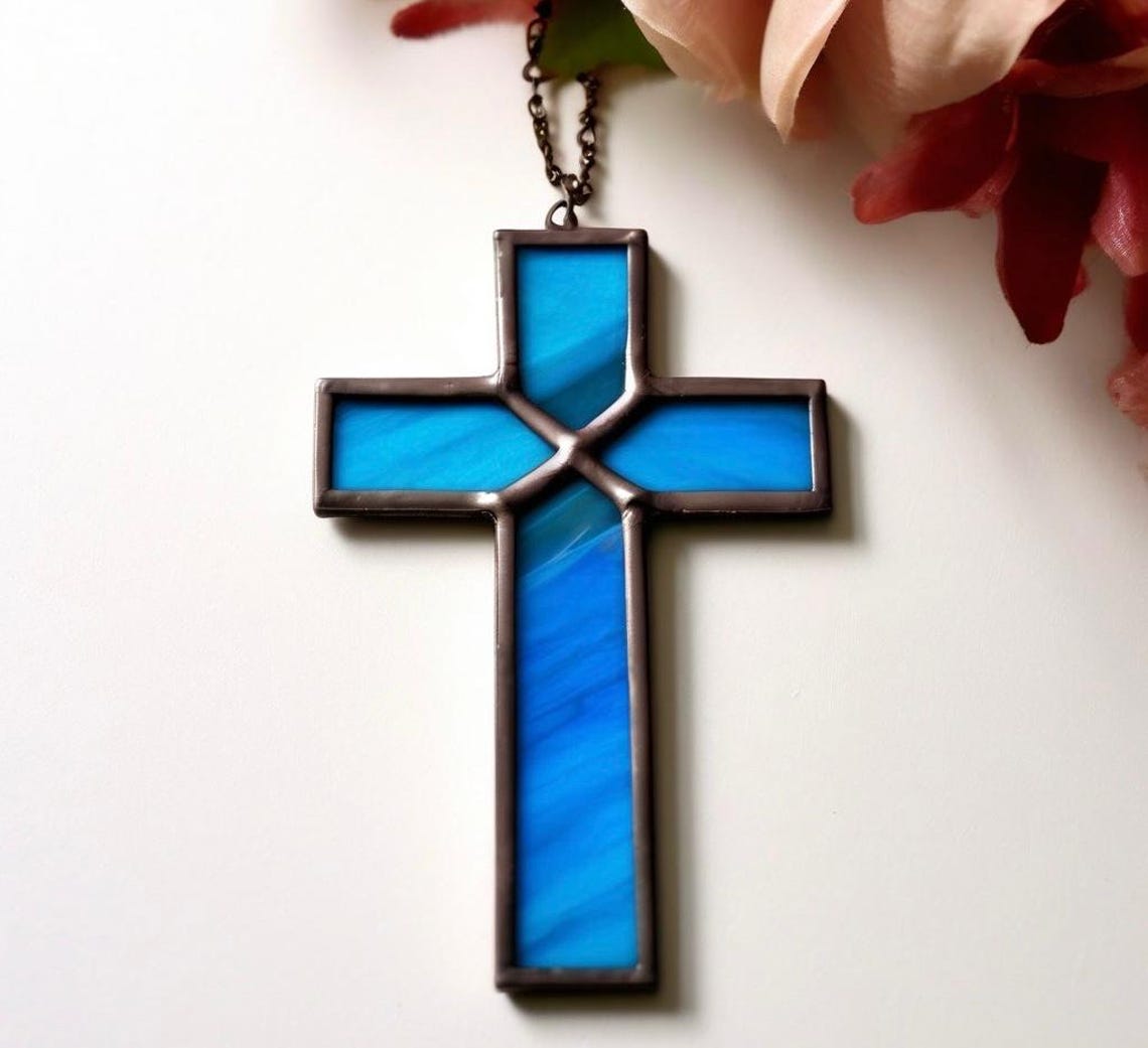 Handcrafted Stained Glass Cross: Spiritual Home Decor - Etsy