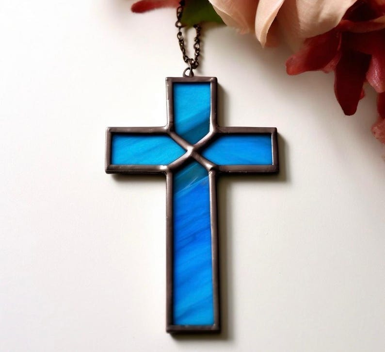 Handcrafted Stained Glass Cross: Spiritual Home Decor - Etsy