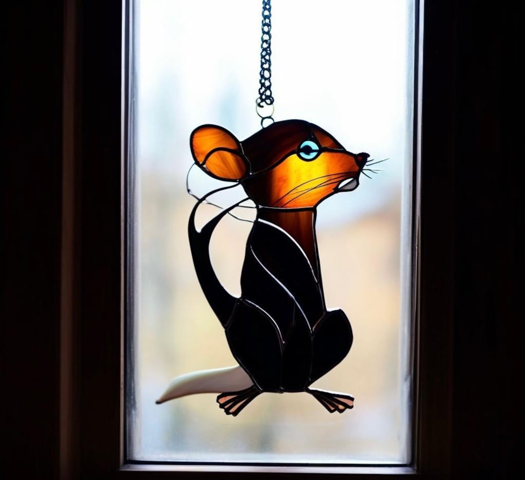 Handmade Stained Glass Mouse Figurine: Animal Art Decor - Etsy