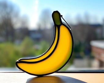 Banana Sun Catcher, Banana Stained Glass, Eclectic Home Decor, Fruit ...
