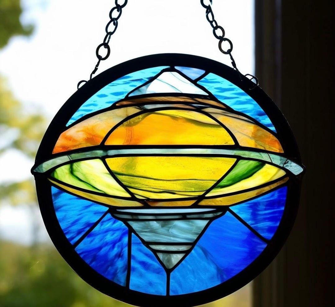 Stained Glass UFO Suncatcher: Handmade Alien Spaceship Window ...