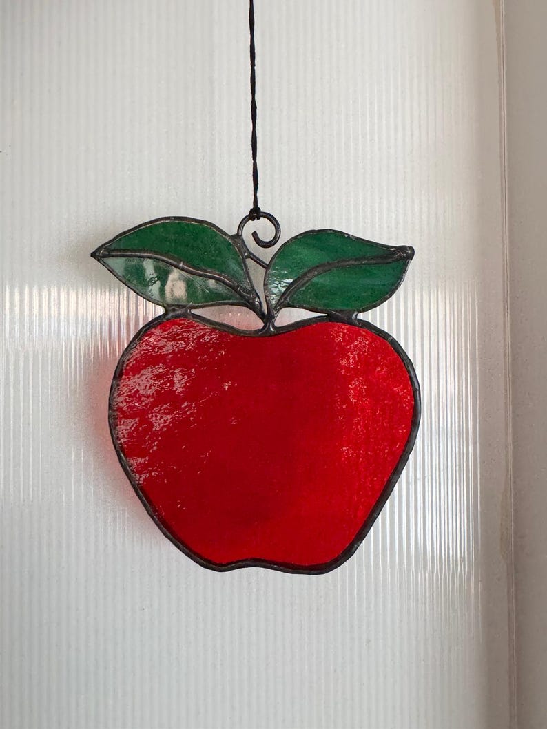 Stained Glass Apple Suncatcher: Handmade Window Ornament - Etsy