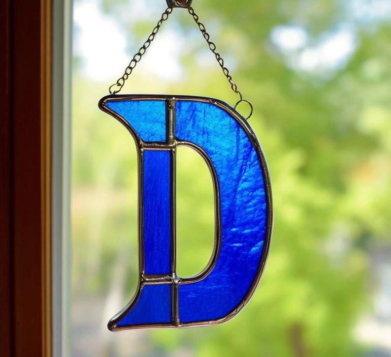 Stained Glass Letter D Handmade Decorative Alphabet Art Custom Monogram ...