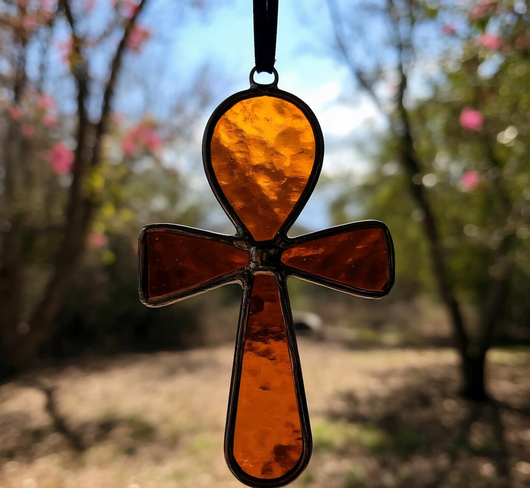 Stained Glass Ankh Suncatcher: Handmade Egyptian Symbol Decor - Etsy