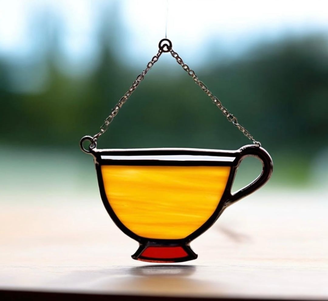 Handmade Stained Glass Tea Cup Suncatcher: Kitchen Cafe Decor - Etsy