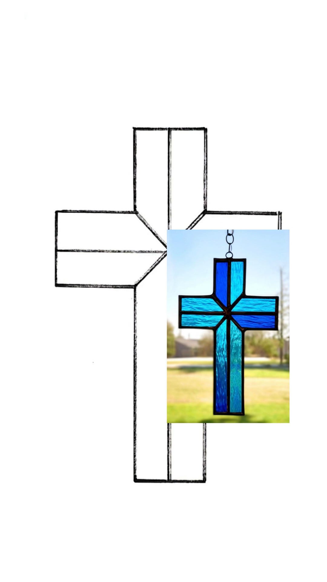 Stained Glass Cross Pattern: DIY Suncatcher Template (digital Download ...