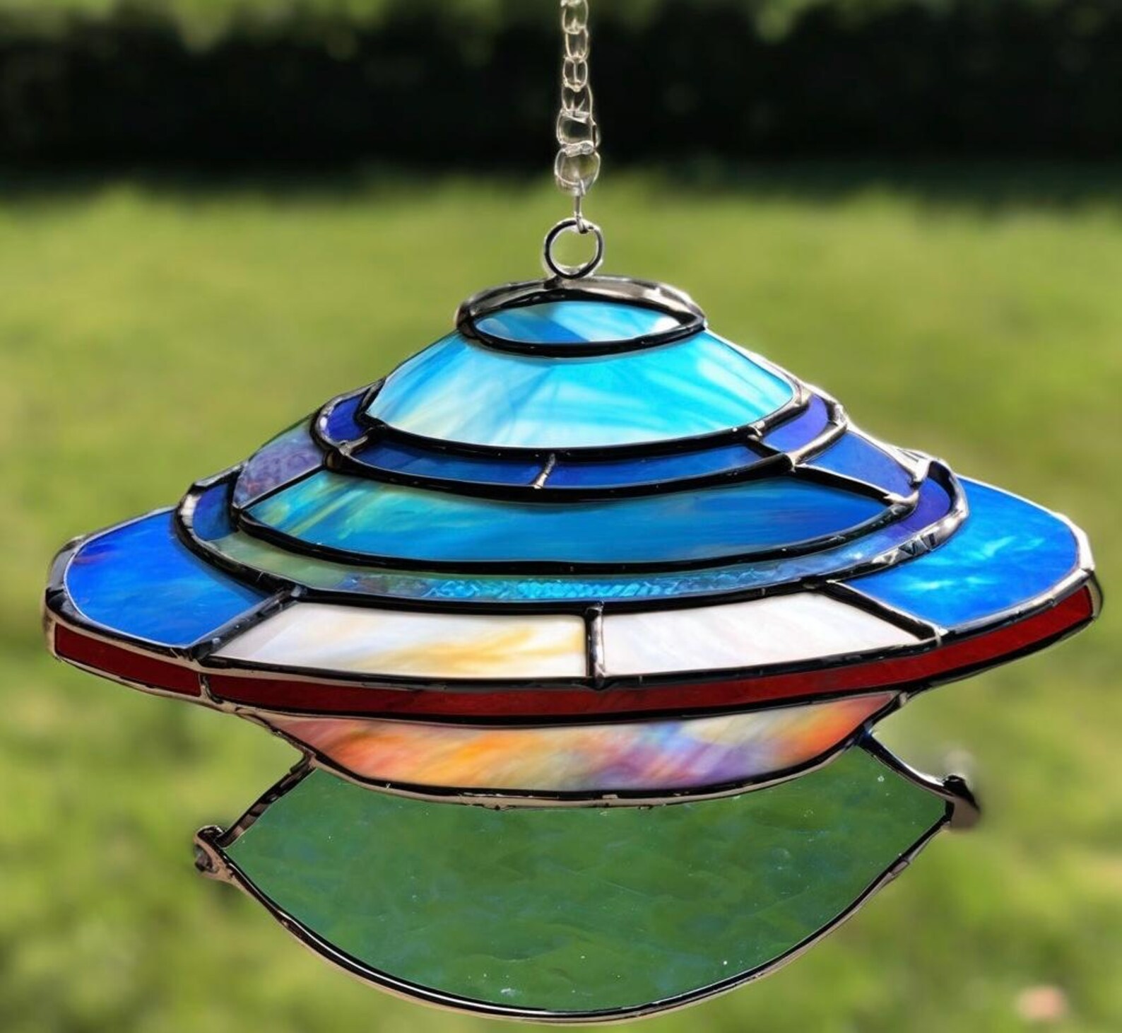 Handcrafted Stained Glass UFO Suncatcher: Sci-fi Window Decor - Etsy
