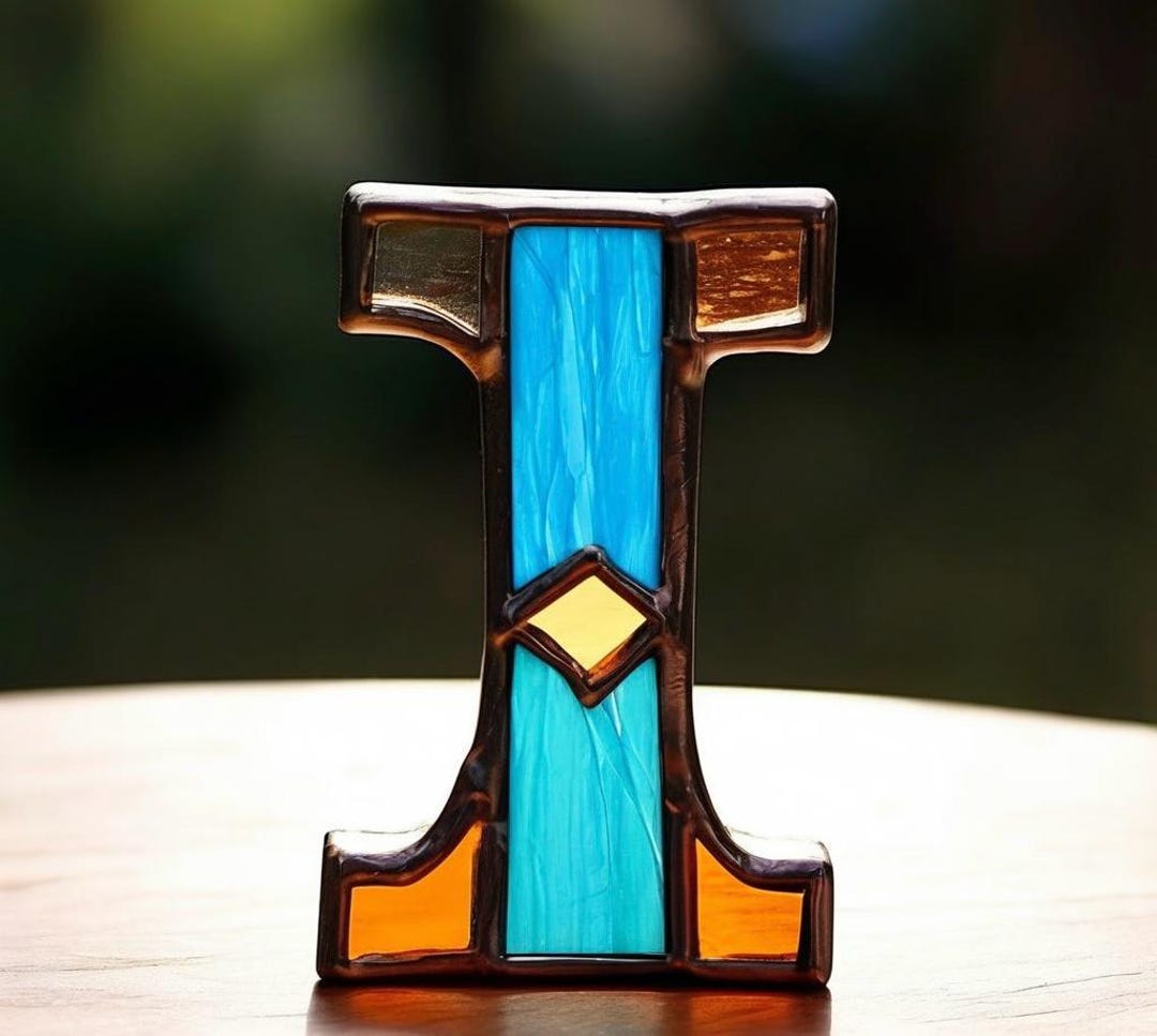 Stained Glass Letter I Handmade Decorative Alphabet Art Custom Monogram ...