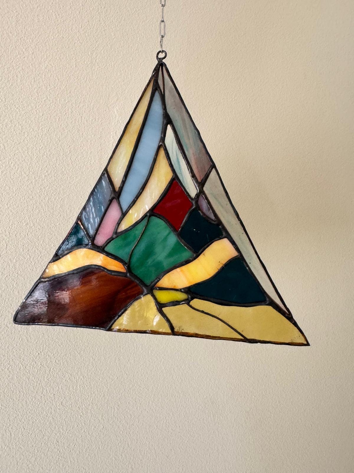 Handmade Stained Glass Mountain Suncatcher: Nature-inspired Window Art ...