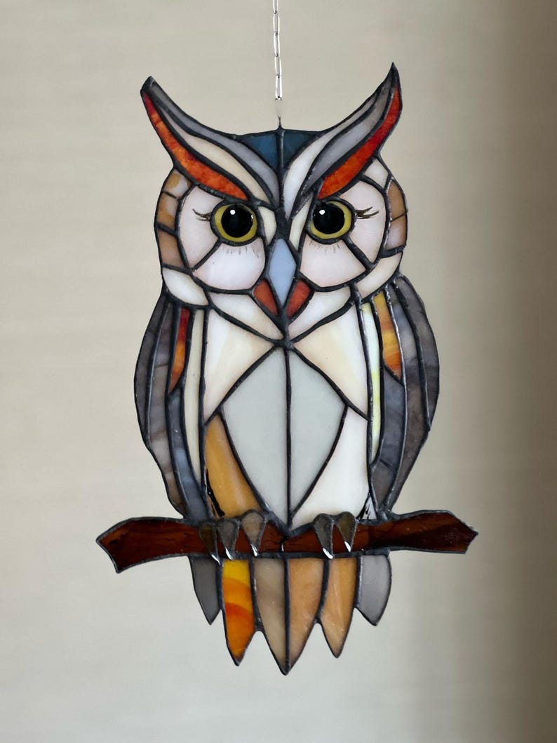 Handmade Stained Glass Owl Figurine: Colorful Whimsical Decor - Etsy