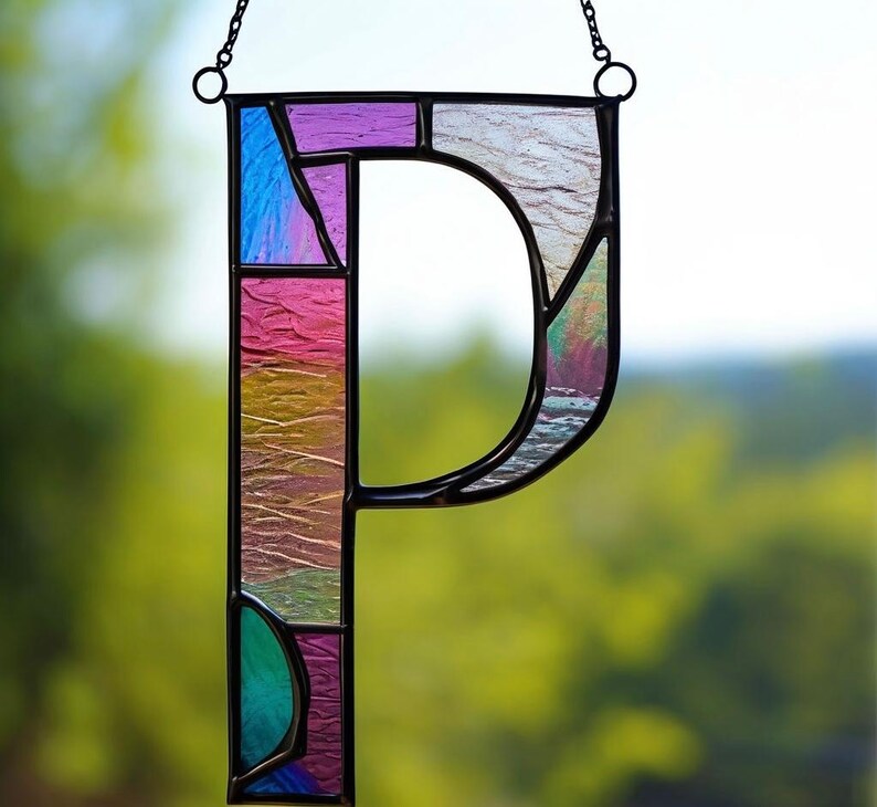 Stained Glass Letter P Handmade Decorative Alphabet Art Custom Monogram ...