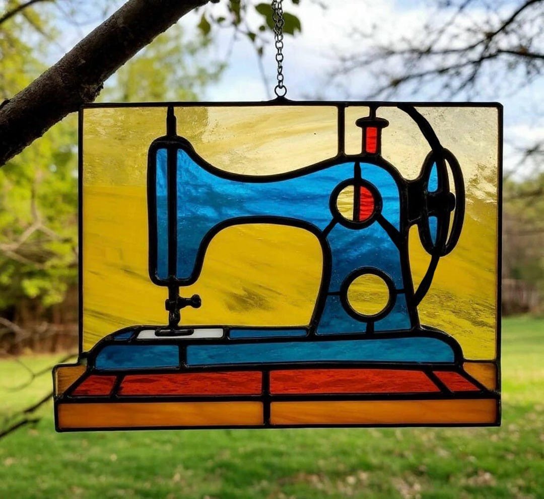 Stained Glass Sewing Machine Suncatcher – Handmade Tailor Gift - Etsy UK