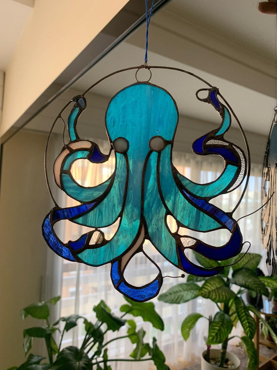 Stained Glass Octopus Suncatcher: Ocean Window Hanging Decor - Etsy