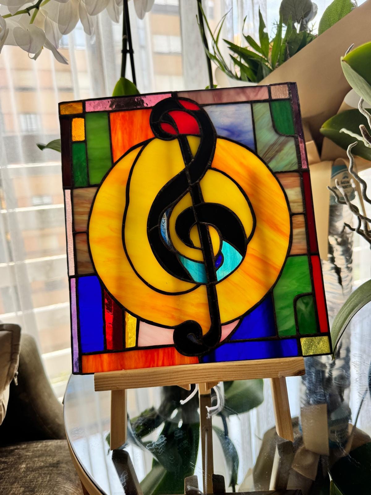 Handmade Stained Glass Treble Clef Suncatcher: Musical Window Decor - Etsy