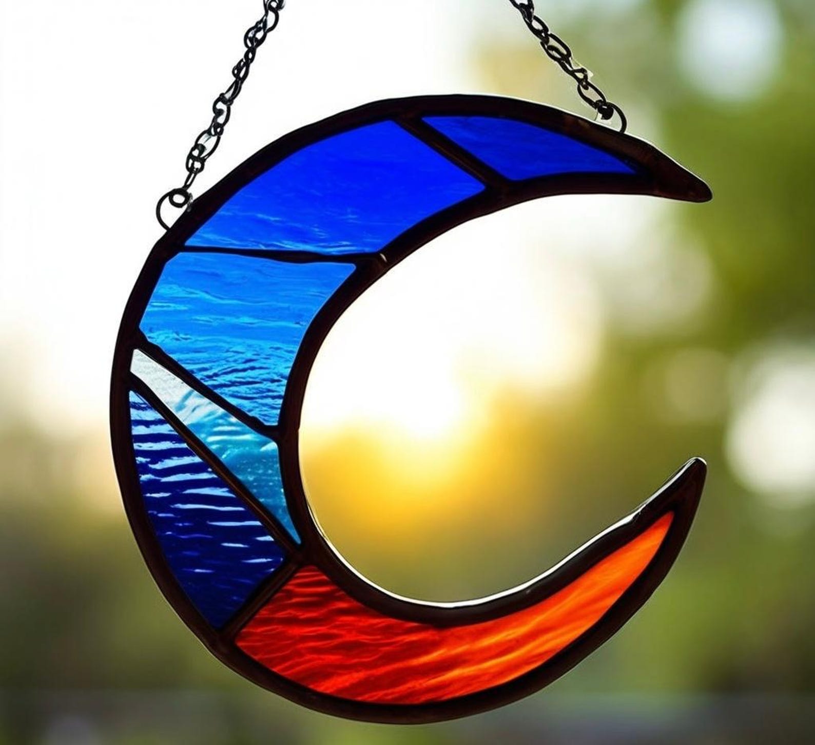 Stained Glass Moon Suncatcher: Celestial Window Art - Etsy