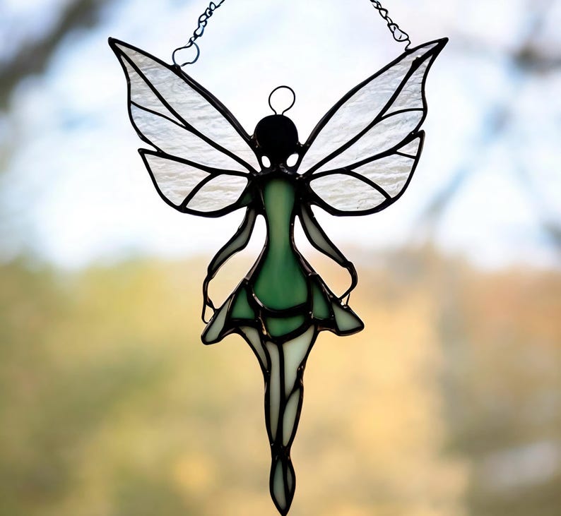 Stained Glass Elf Suncatcher: Handmade Fantasy Window Decor - Etsy ...