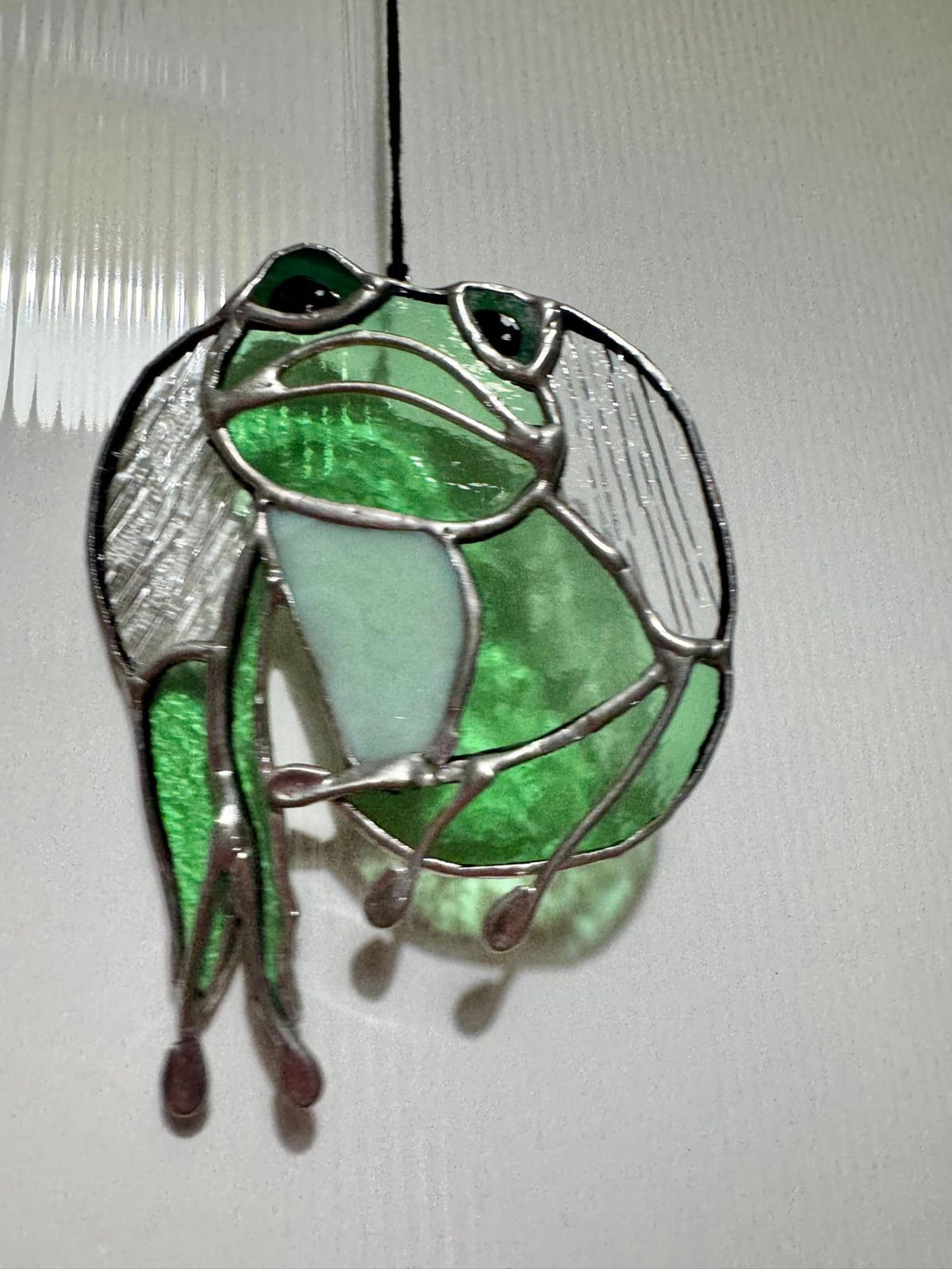 Stained Glass Frog Window Hanging: Handmade Green Amphibian Art - Etsy