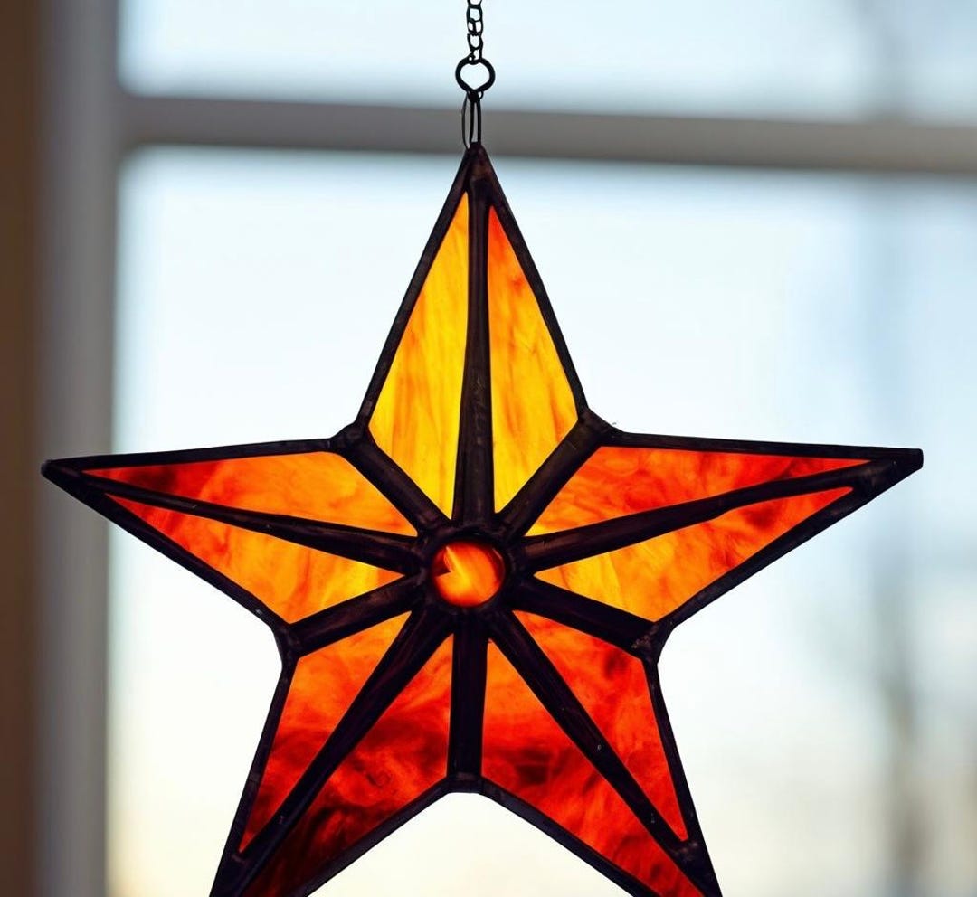 Handmade Glass Star, Stained Glass Decoration, Star Decor Celestial ...