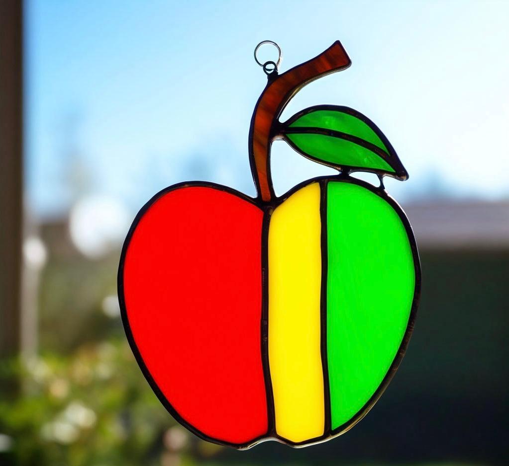 Handmade Stained Glass Apple Suncatcher: Vibrant Window Decor - Etsy