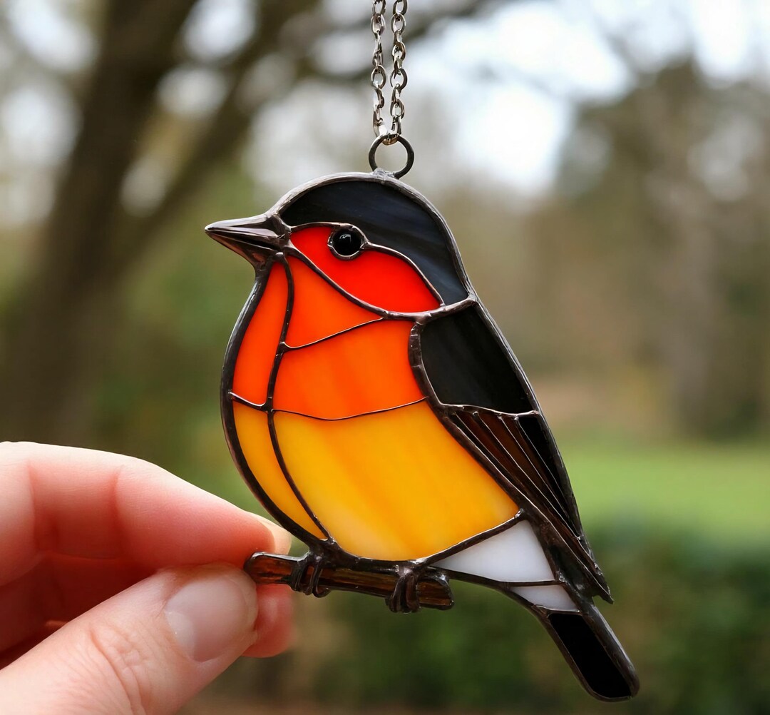 Stained Glass Robin Suncatcher – Handmade Tiffany Style Bird Decor - Etsy