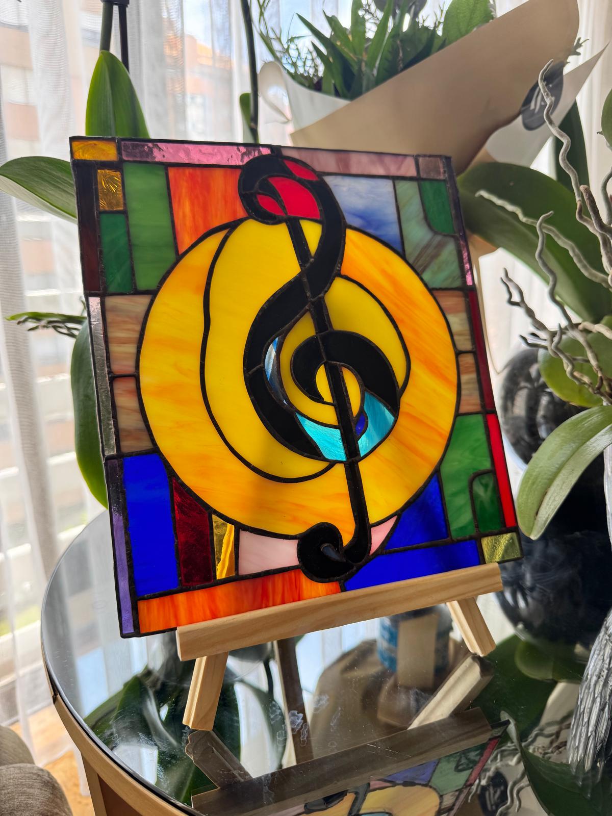 Handmade Stained Glass Treble Clef Suncatcher: Musical Window Decor - Etsy