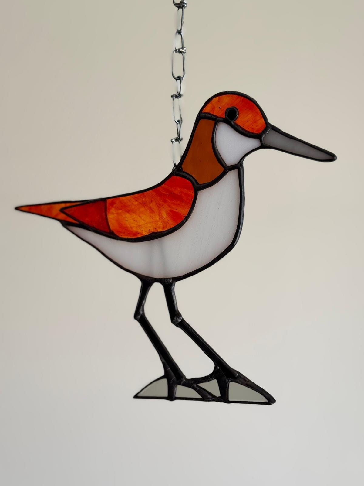 Stained Glass Sandpiper Suncatcher: Handmade Coastal Window Decor - Etsy