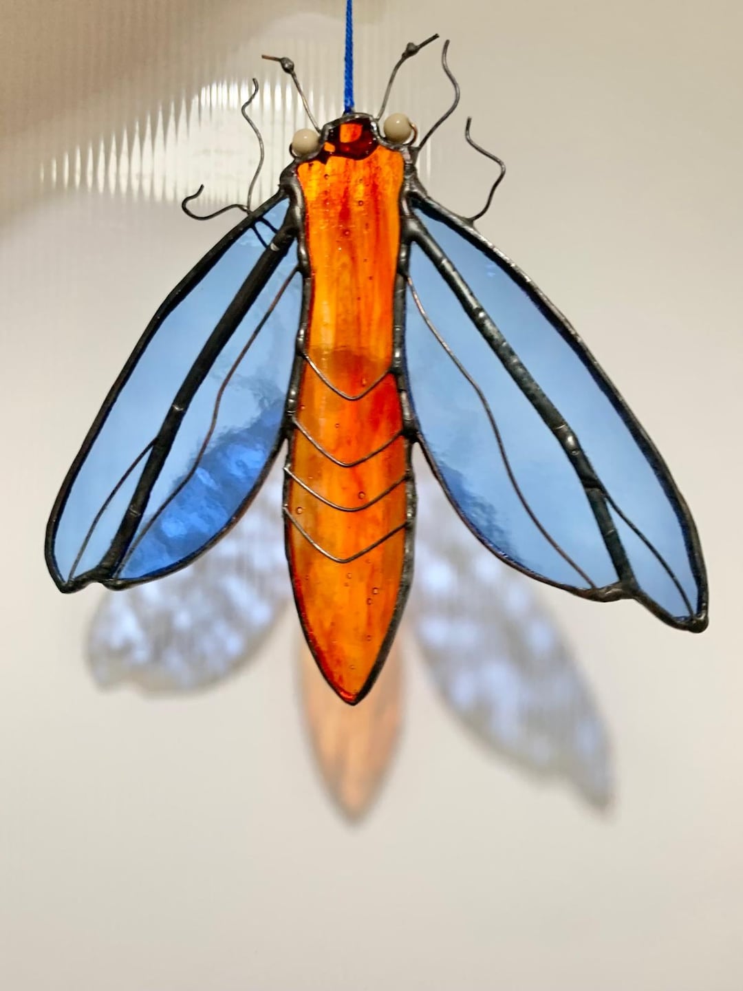 Stained Glass Cicada Wings Suncatcher Handmade Nature-inspired Window ...