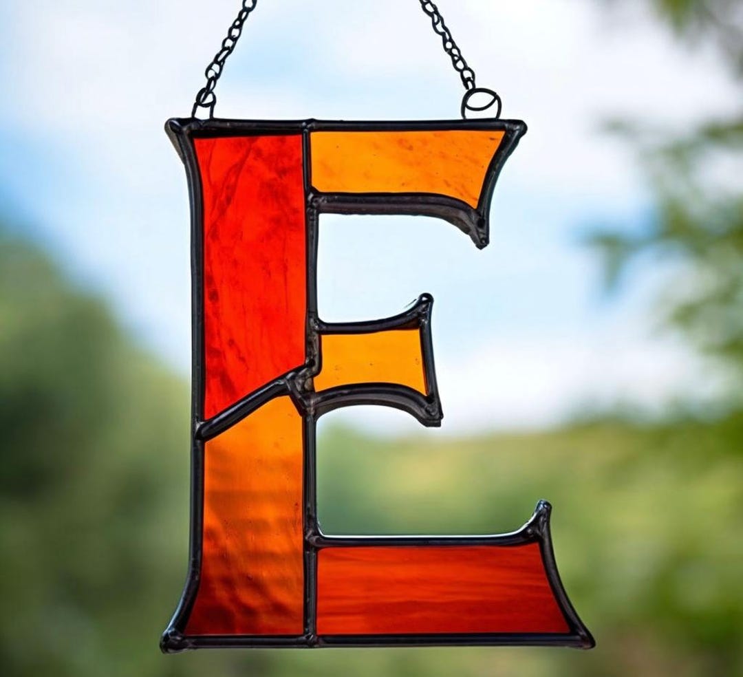 Stained Glass Letter E Handmade Decorative Alphabet Art Custom Monogram ...