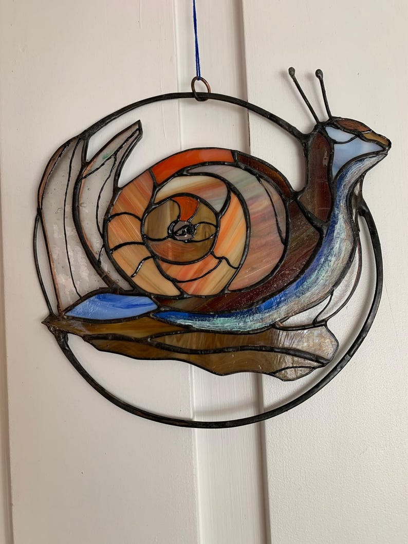 Stained Glass Snail Suncatcher: Handcrafted Window Garden Decor - Etsy