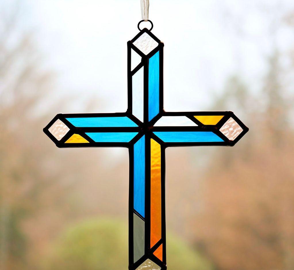 Handcrafted Stained Glass Cross: Colorful Christian Home Decor - Etsy