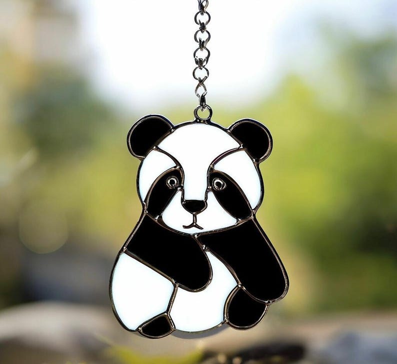Stained Glass Panda Art, Handcrafted Window Suncatcher Unique Animal ...
