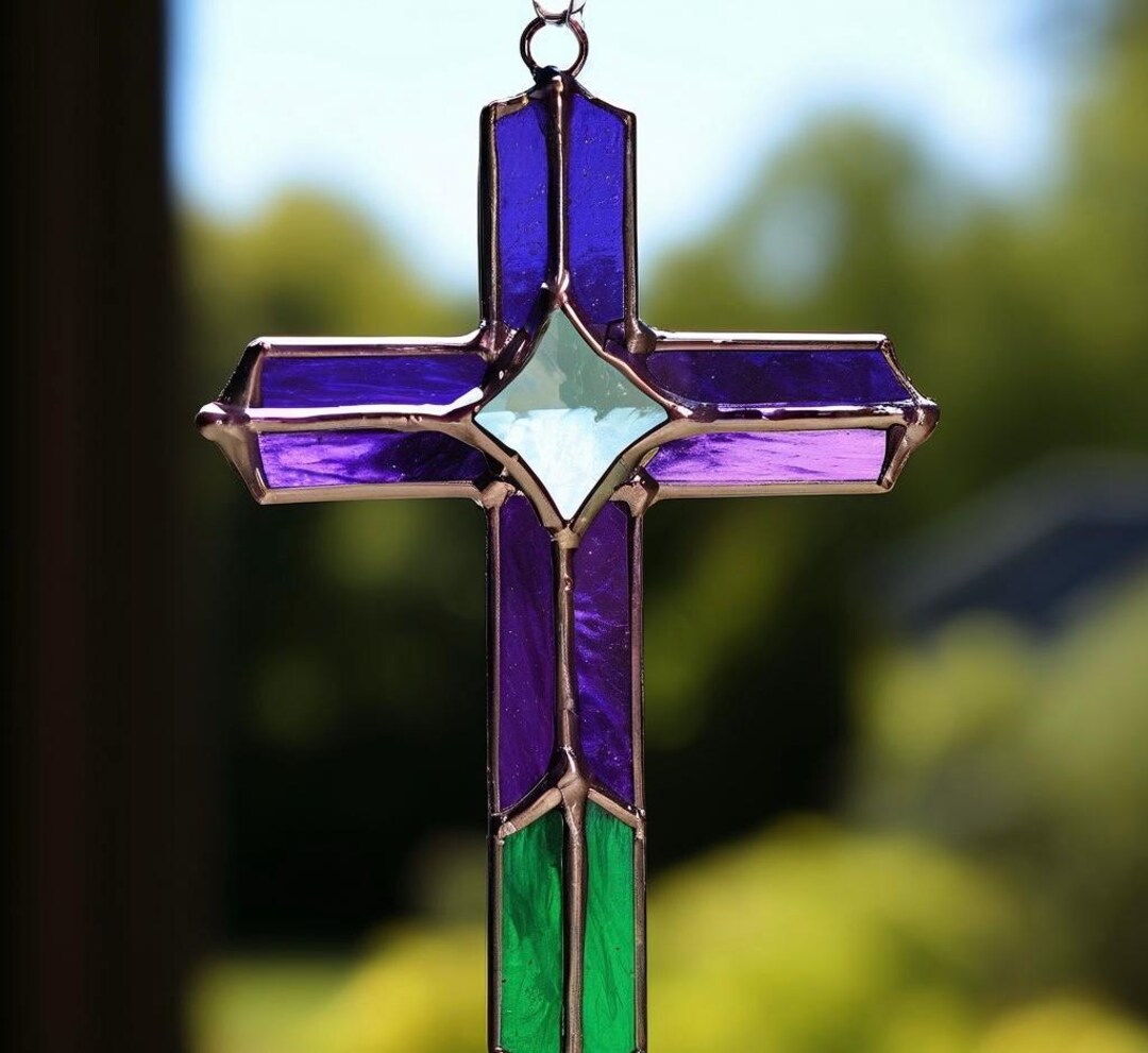 Handmade Stained Glass Cross: Vibrant Christian Home Decor - Etsy