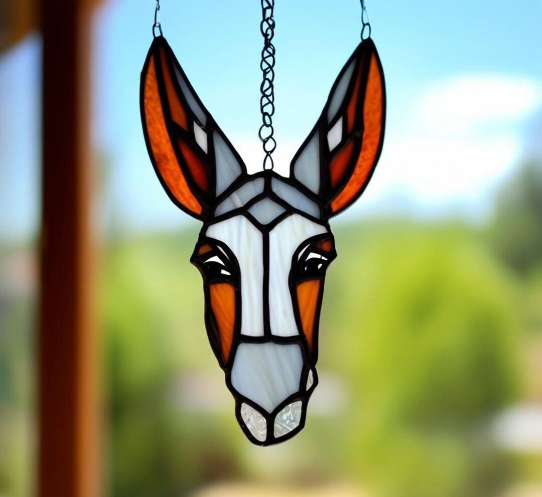 Stained Glass Donkey Suncatcher – Handmade Farm Animal Window ...