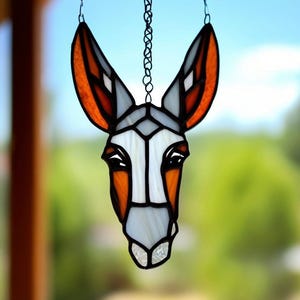 Stained Glass Donkey Suncatcher: Handmade Farmhouse Window Art - Etsy