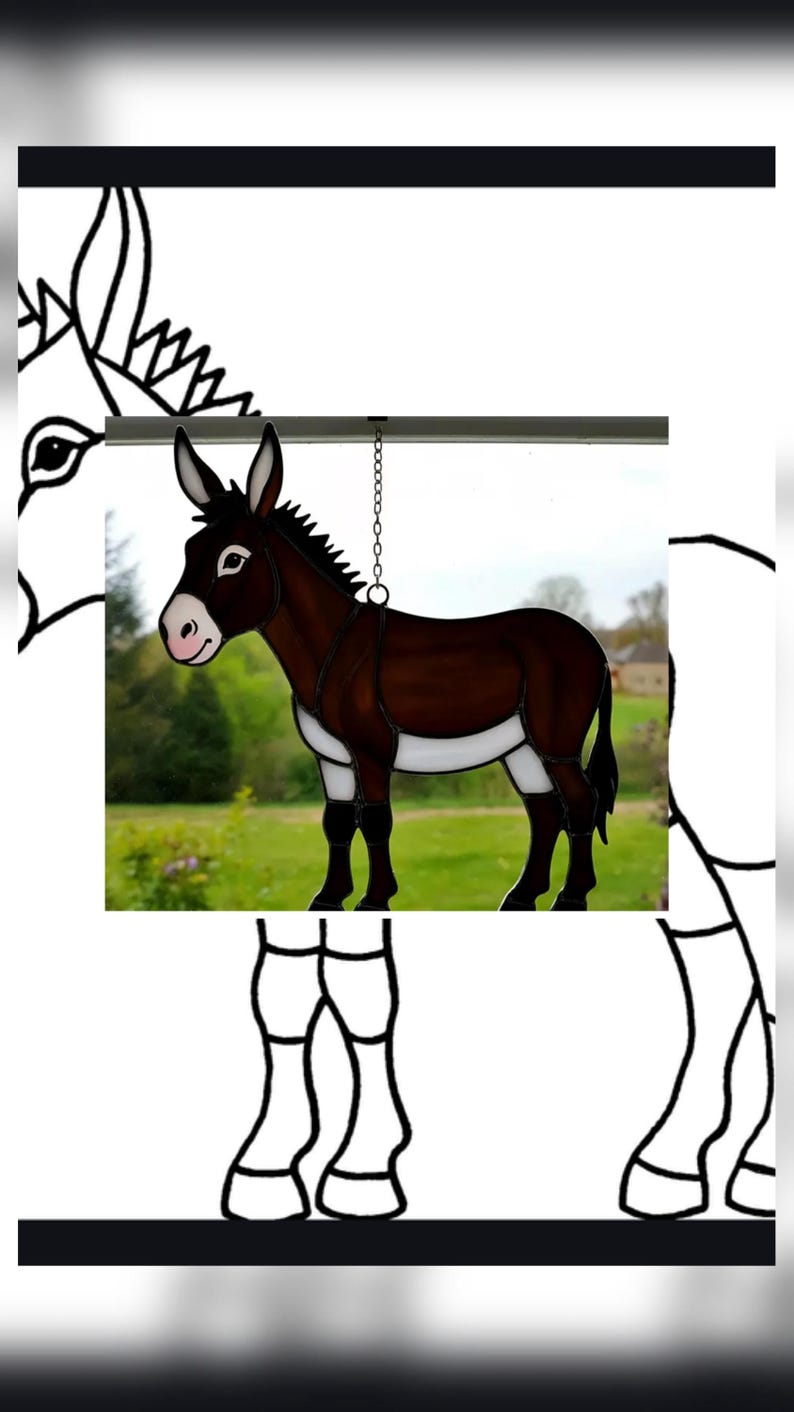Donkey Suncatcher Stained Glass Pattern – DIY Vitrage Template (PDF) - Etsy