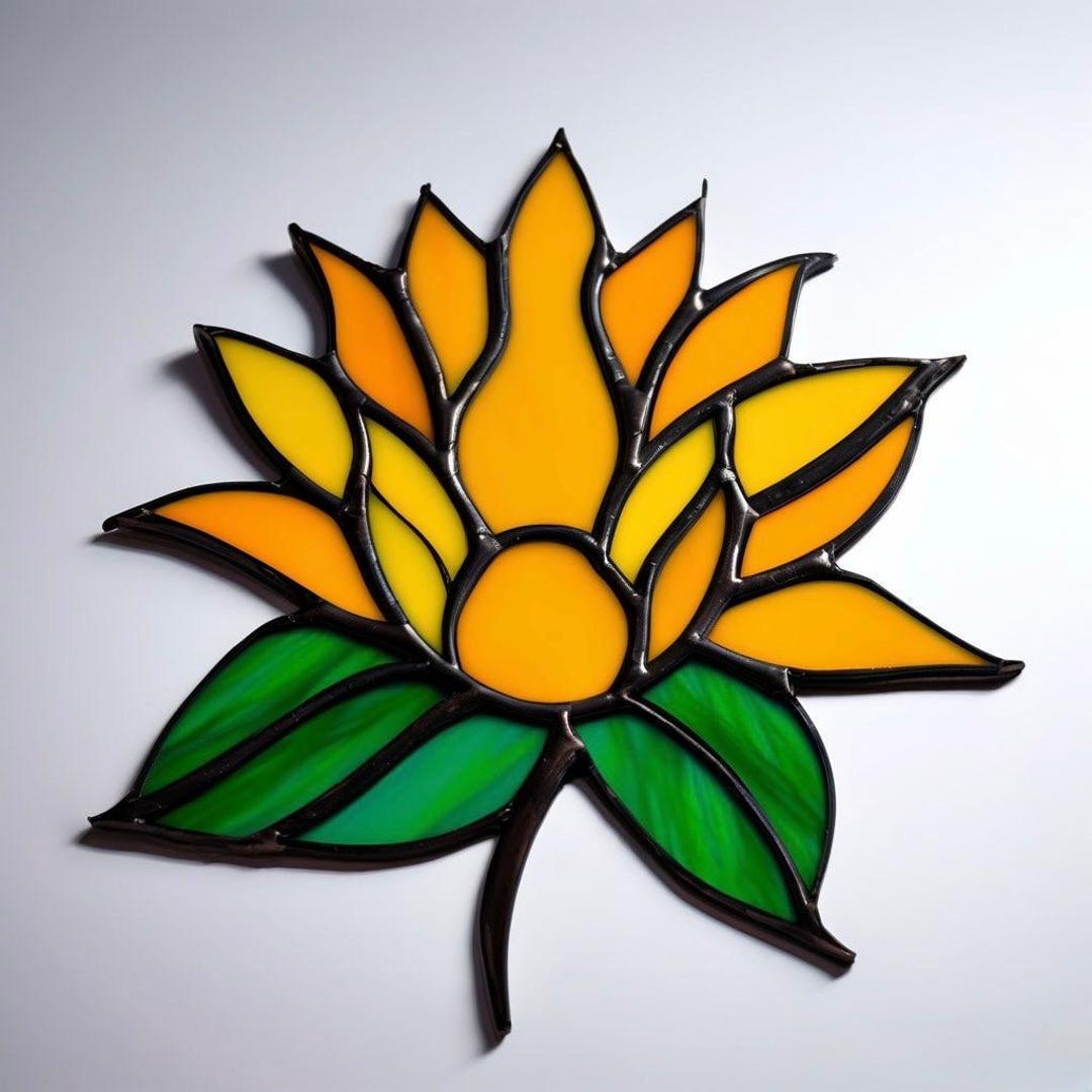 Stained Glass Marigold Suncatcher: Handmade Floral Window Hanging - Etsy