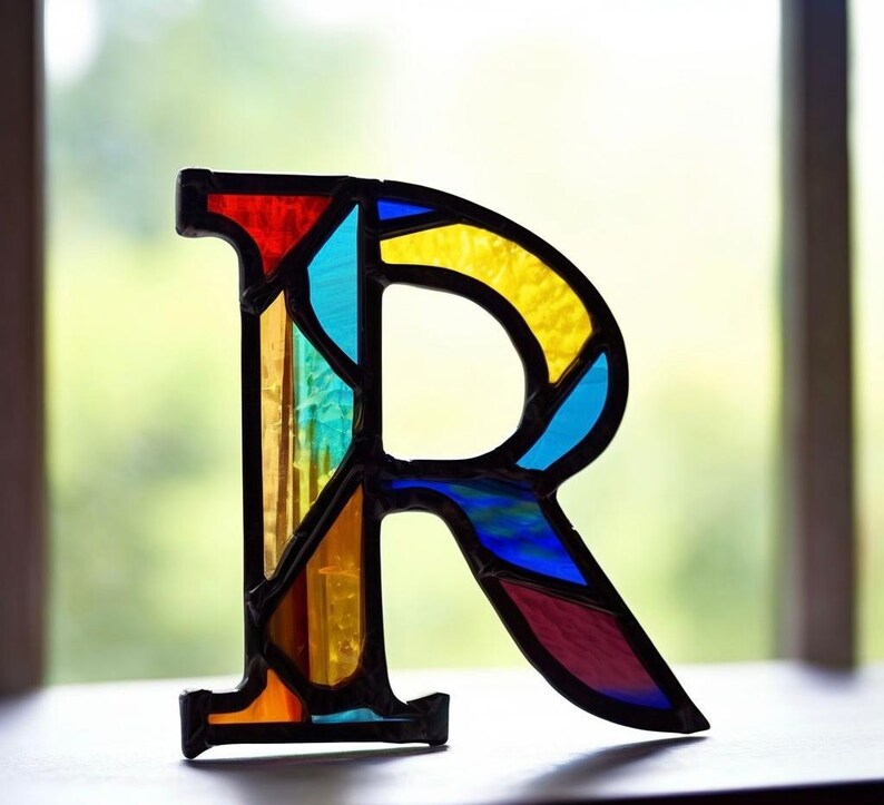 Stained Glass Letter R Handmade Decorative Alphabet Art Custom Monogram ...