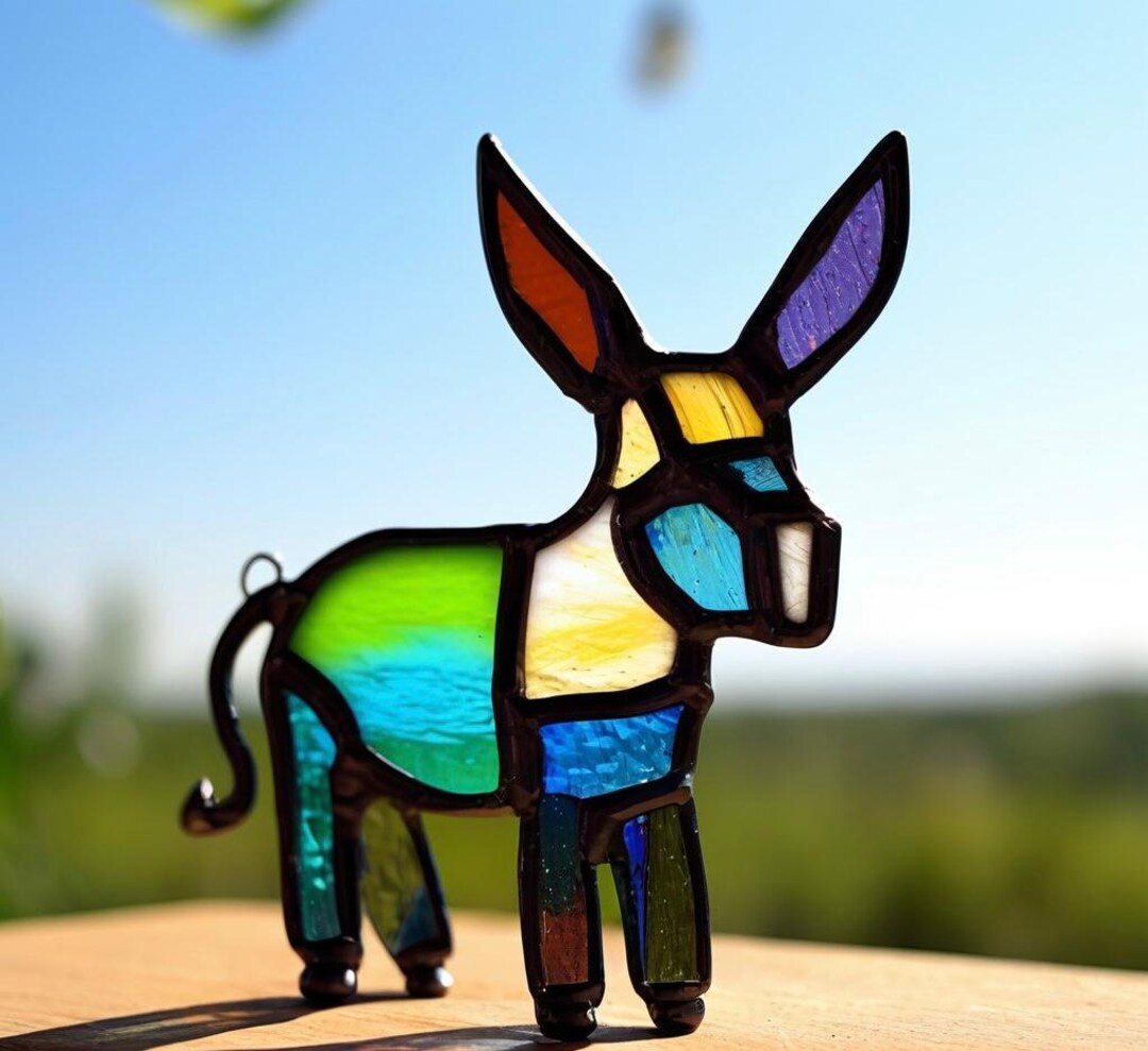 Donkey Suncatcher Handmade Stained Glass Donkey Rustic Farm Animal ...
