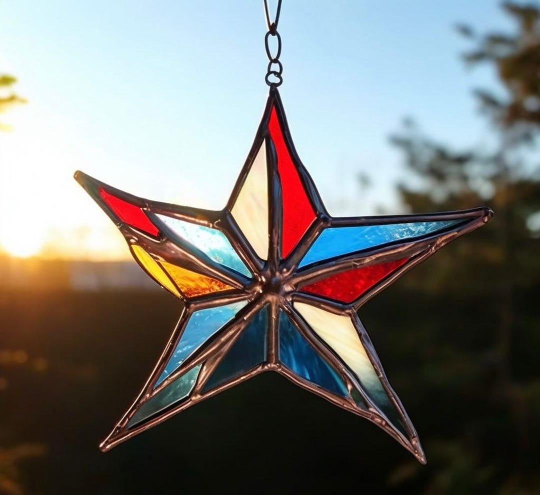 Handmade Glass Star, Stained Glass Decoration, Star Decor Celestial ...