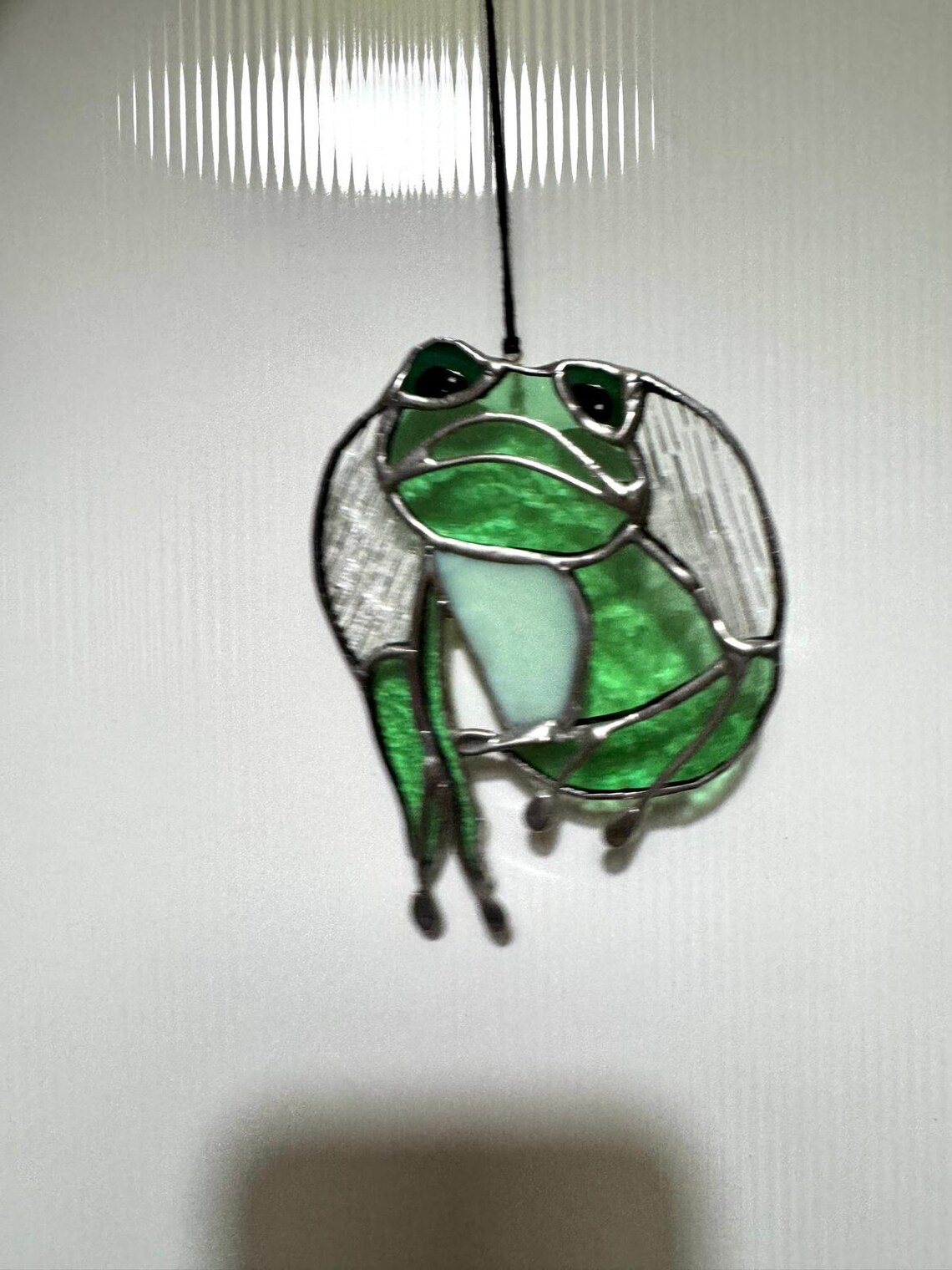 Stained Glass Frog Window Hanging: Handmade Green Amphibian Art - Etsy