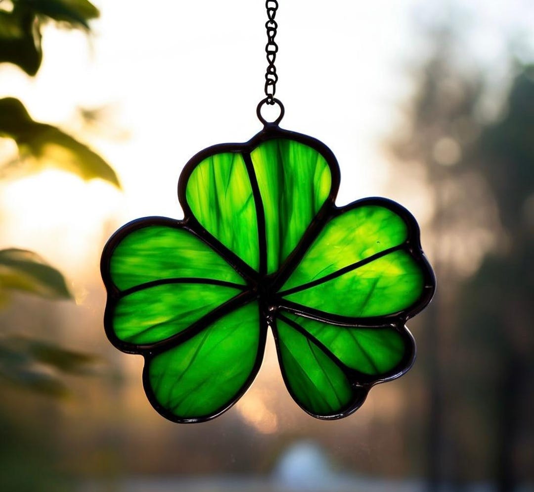 Handmade Stained Glass Clover Suncatcher: Lucky Shamrock Window Hanging ...