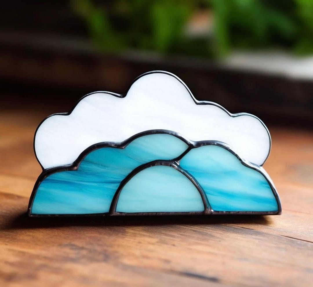 Handcrafted Stained Glass Cloud Suncatcher: Nursery Window Decor - Etsy