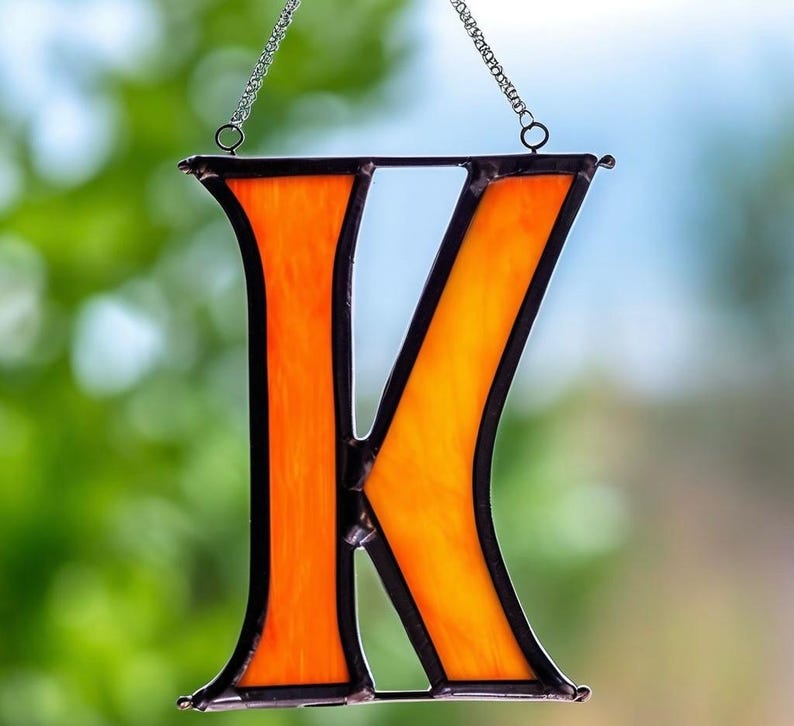 Stained Glass Letter K Handmade Decorative Alphabet Art Custom Monogram ...