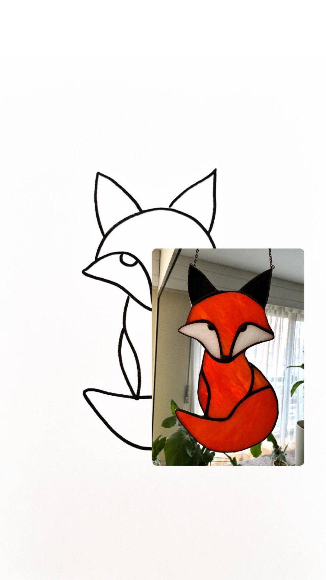 Stained Glass Red Fox Pattern PDF DIY Suncatcher Template Digital ...