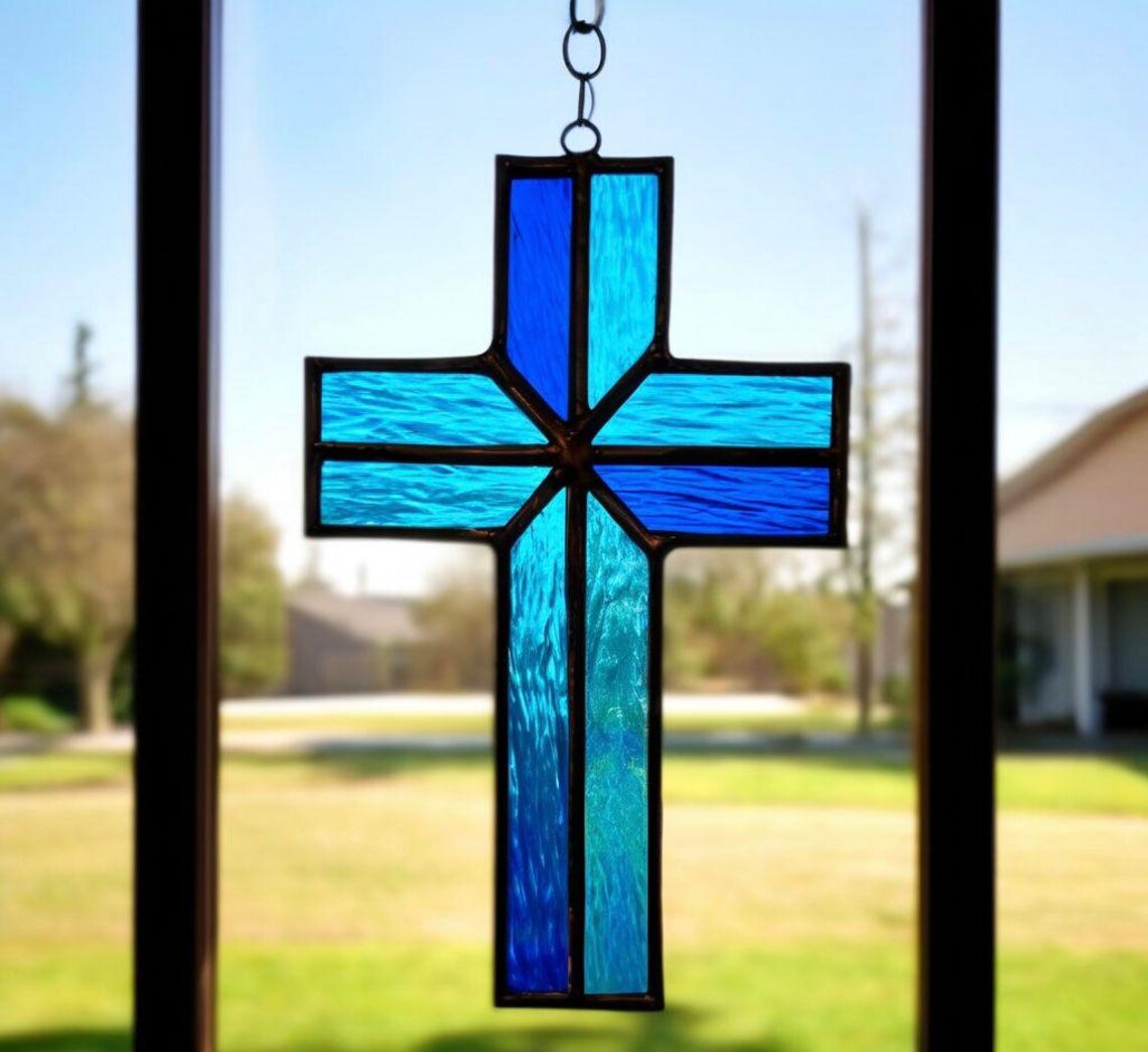 Handmade Stained Glass Cross: Colorful Christian Home Decor - Etsy
