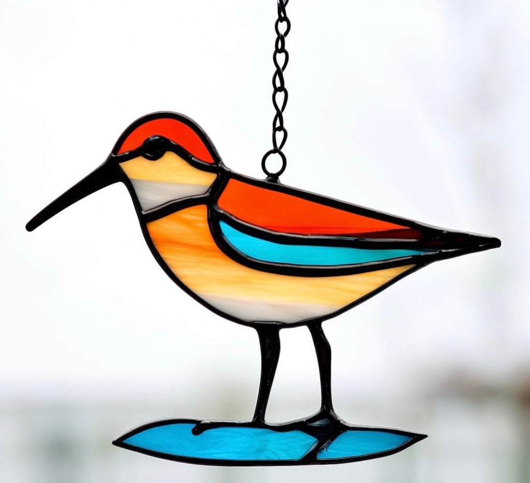 Stained Glass Sandpiper Bird Beach-inspired Handmade Suncatcher ...