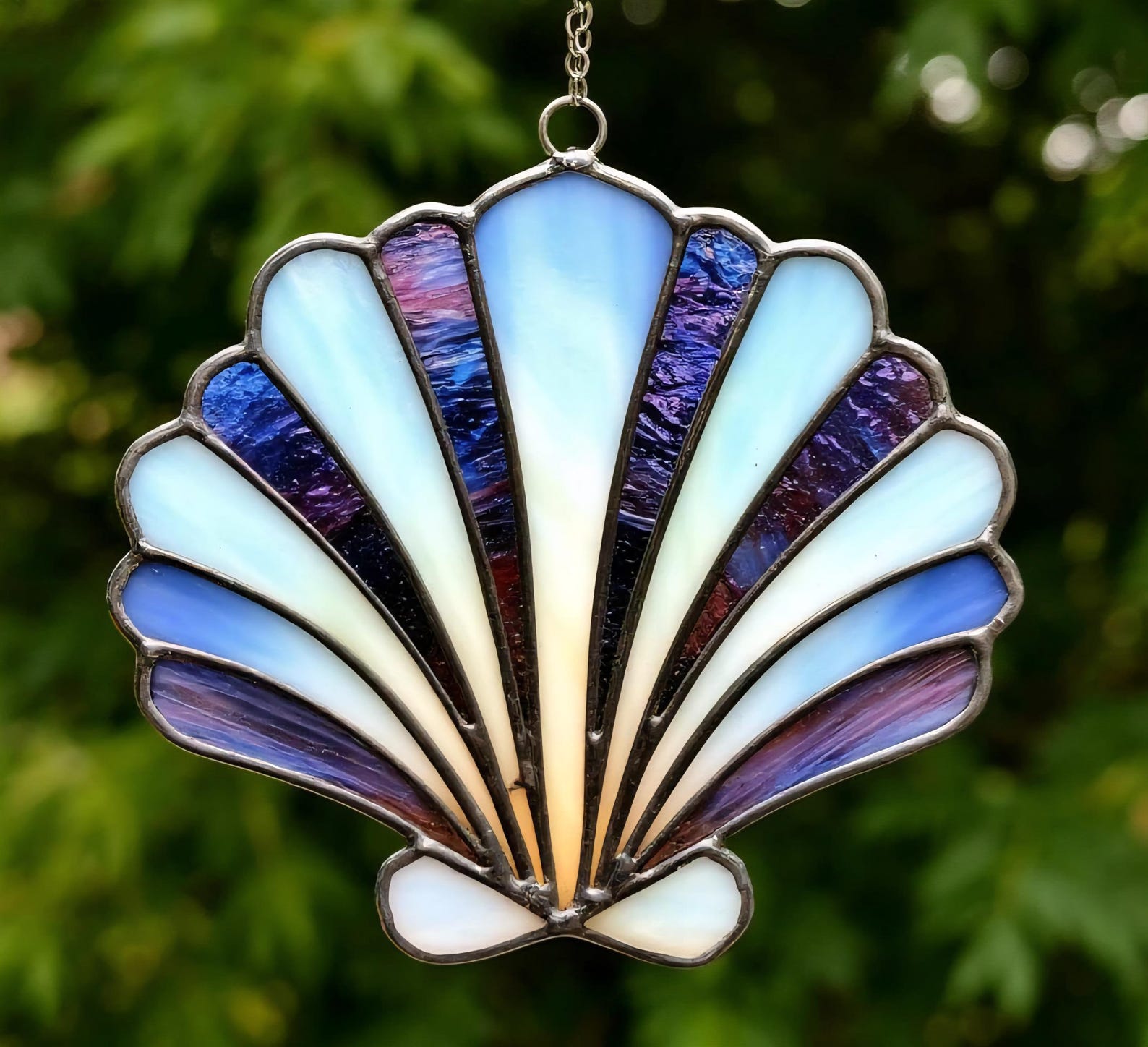 Stained Glass Seashell Suncatcher: Handmade Coastal Window Hanging - Etsy